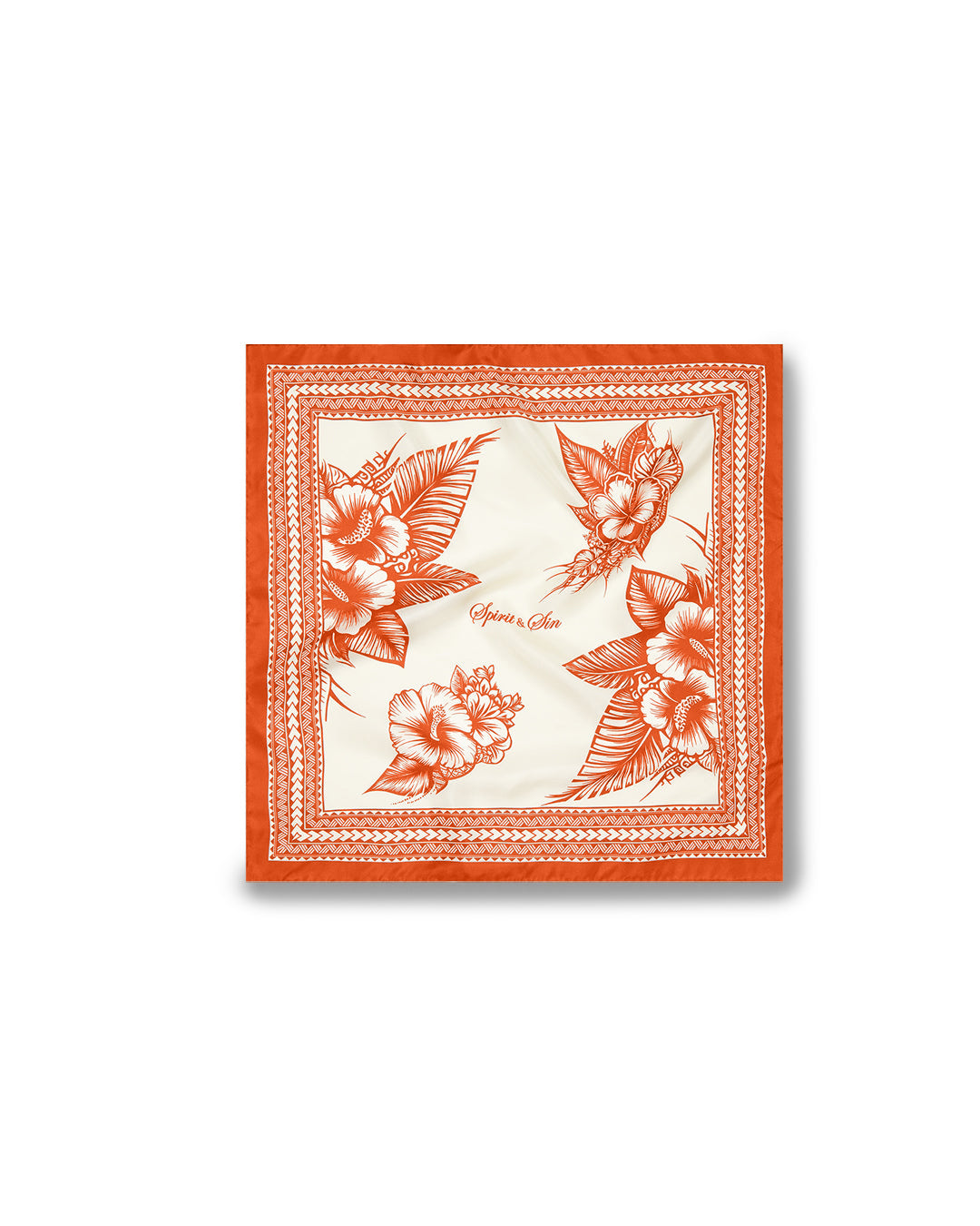 TATAU SILK SCARF - ORANGE/IVORY – Spirit and Sin