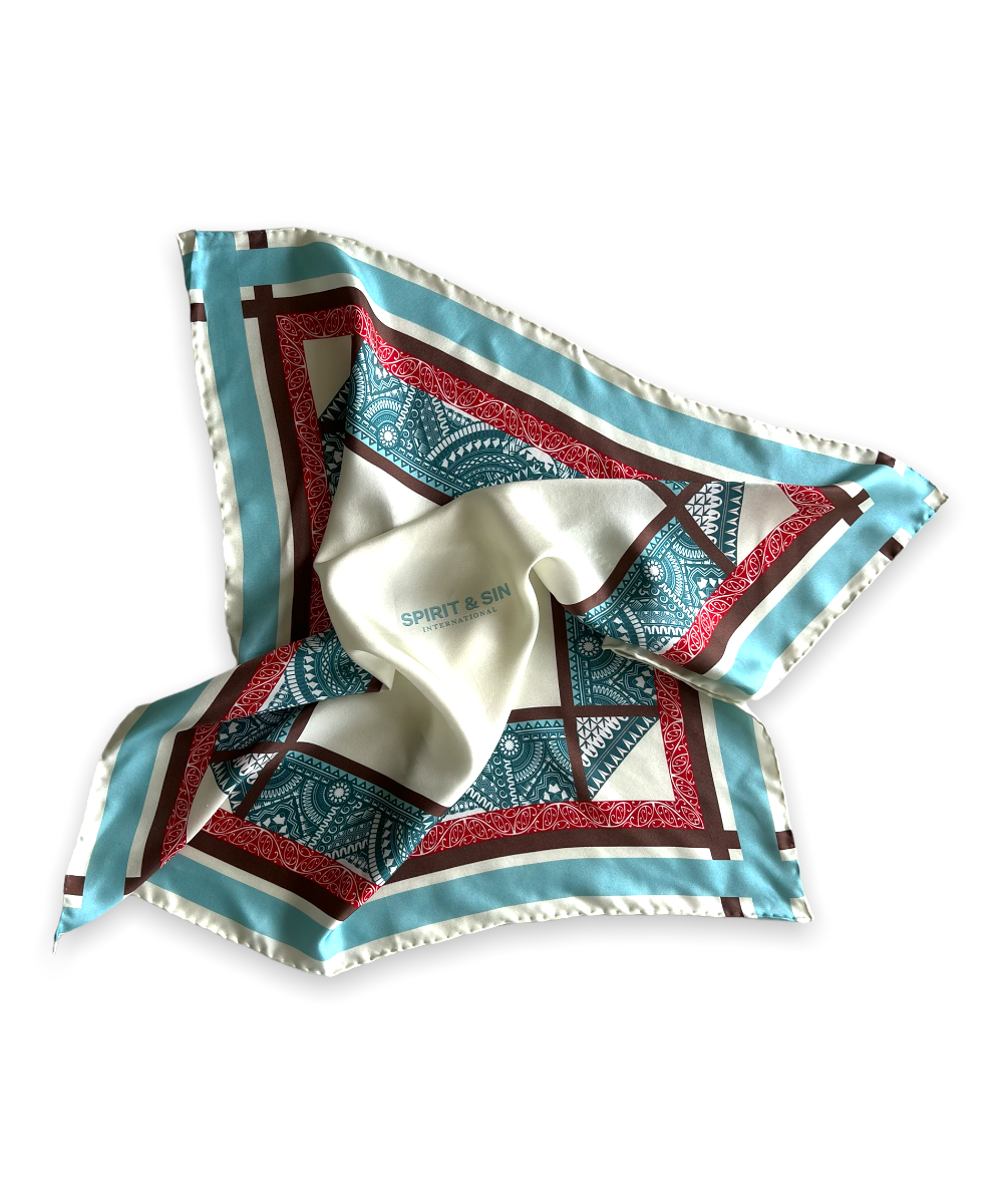 POLYNESIAN COLOUR BLOCKED SILK SCARF – Spirit and Sin
